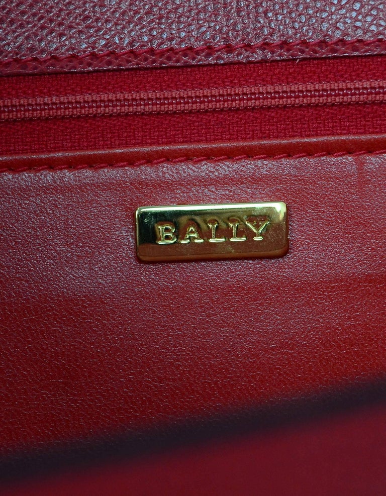 Bally Red Textured Leather Top Handle Structured Bag For Sale at 1stDibs