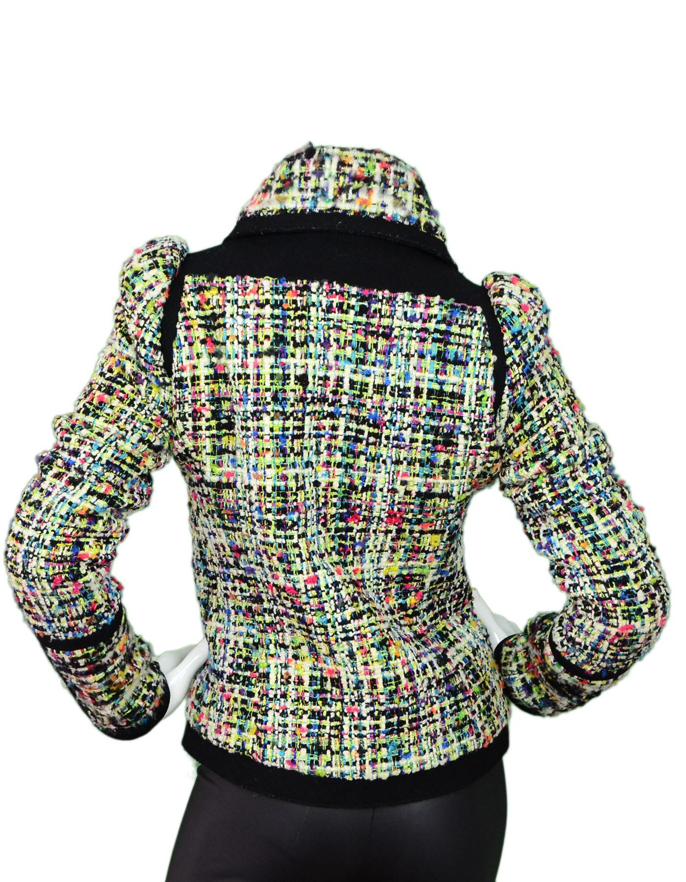 Balenciaga Black and Multi-Colored Tweed Jacket Sz FR40 For Sale at ...