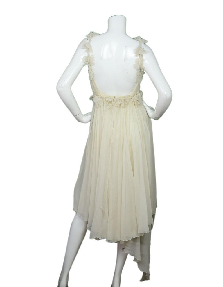 Chanel Cream Silk Chiffon Dress with Mesh Rosettes Sz FR38 For Sale at ...