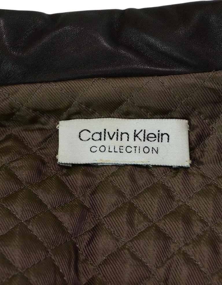 Calvin Klein Collection Brown Leather Jacket For Sale at 1stDibs ...