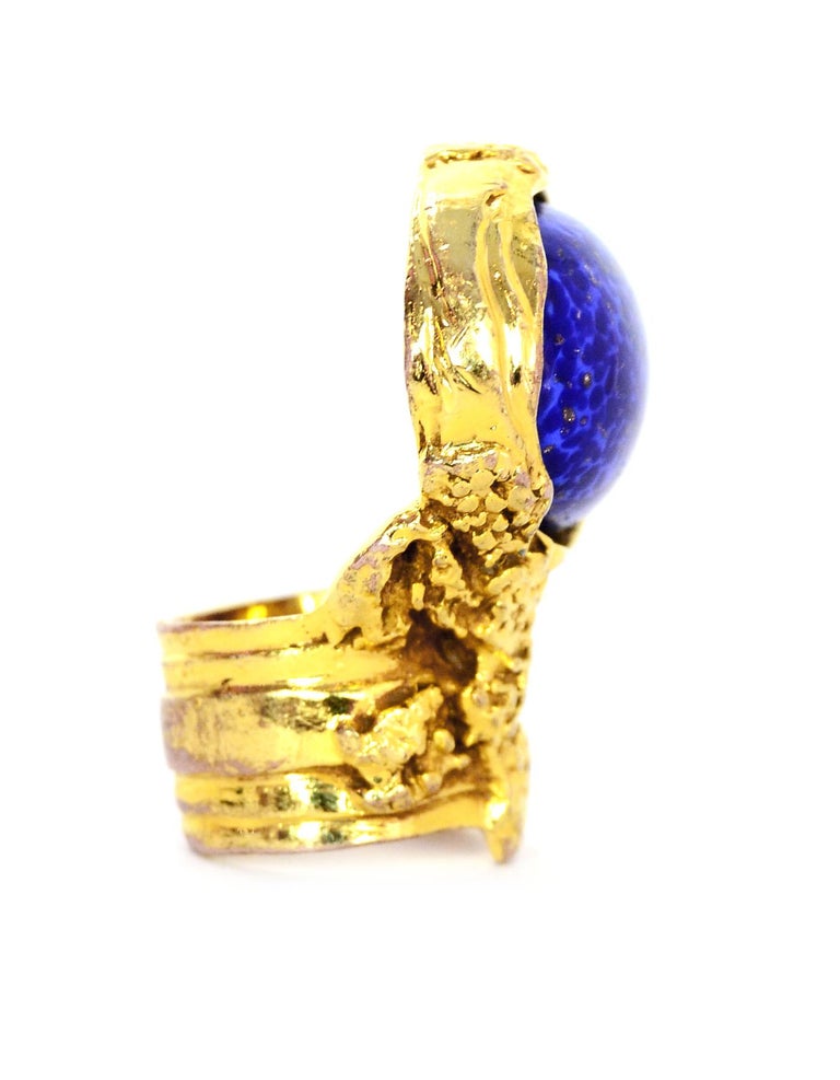 Yves Saint Laurent YSL Gold/Blue Arty Cocktail Ring For Sale at 1stDibs ...