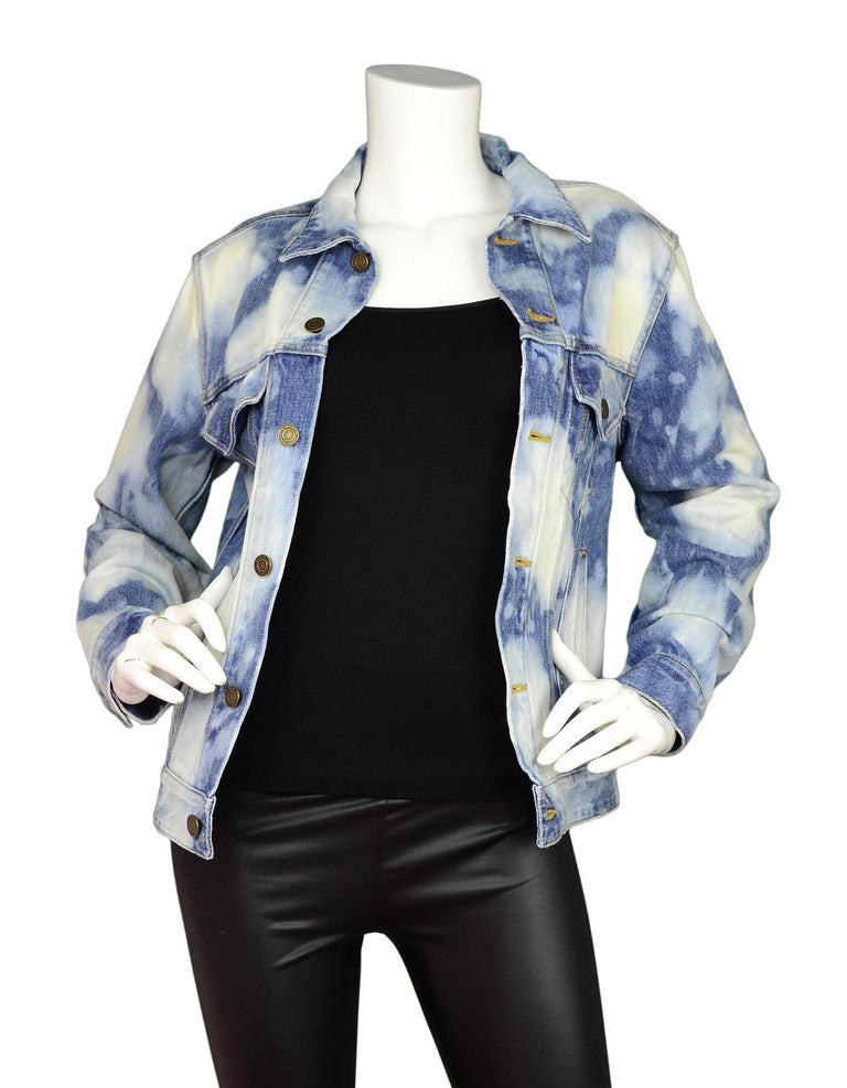 Saint Laurent Blue Denim Bleach Dye Punk Jean Jacket sz XS rt. $1,490 ...