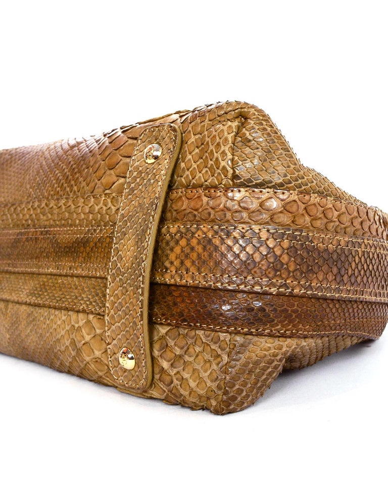 Giorgio Armani Tan Python Snakeskin Hobo Shoulder Bag For Sale at 1stDibs