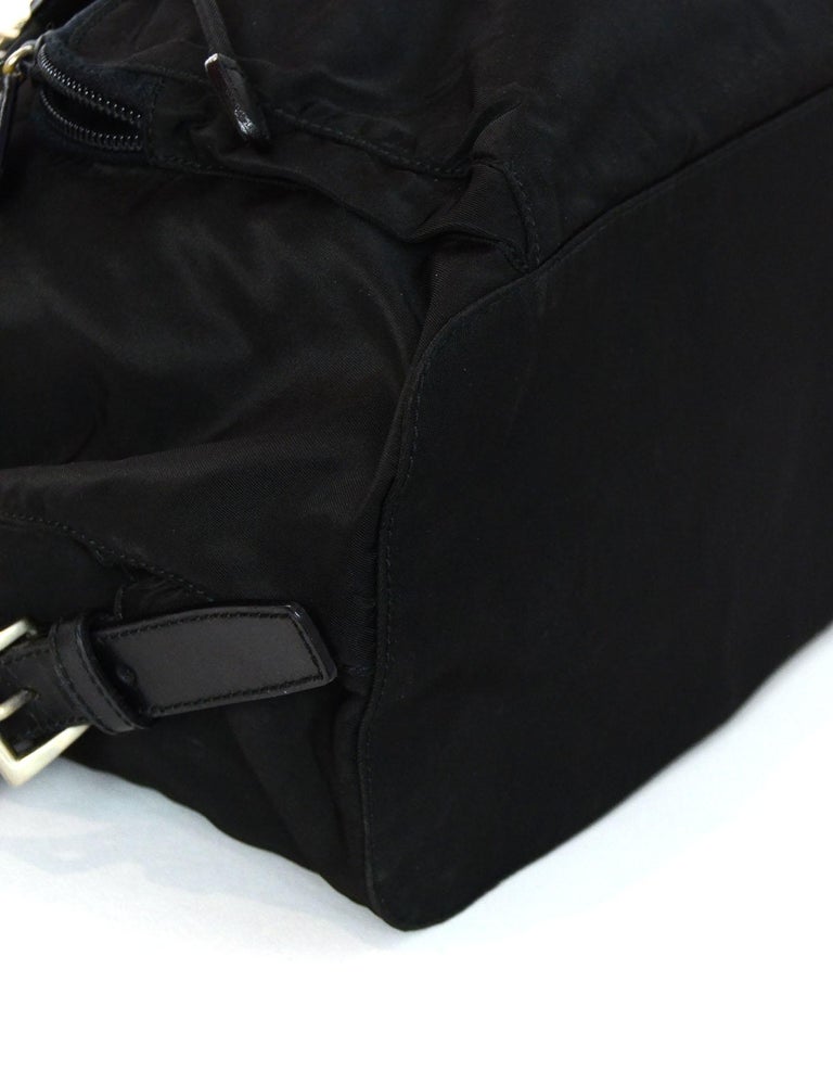 Prada Vintage Black Drawstring Nylon Backpack Bag w/ Front Zipper ...