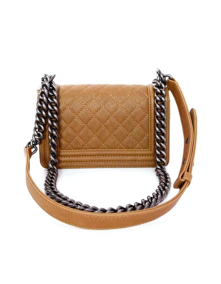 Chanel Brown 2014 Calfskin Quilted Paris/Dallas Small Cowboy Boy ...