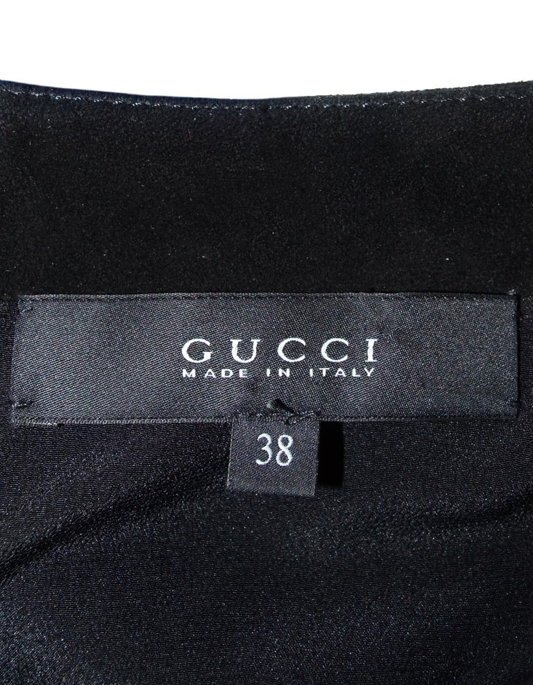 Gucci Black Sleeveless Leather Dress With Suede Bodice For Sale at 1stDibs