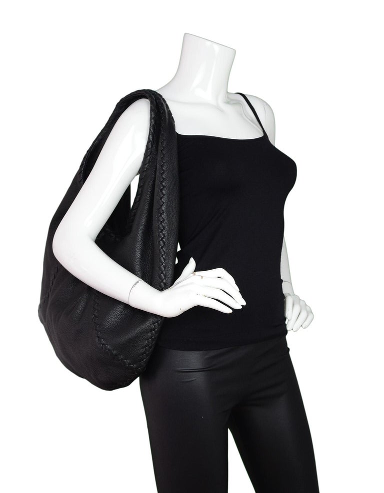 Bottega Veneta Black Cervo Deerskin Leather Large Baseball Hobo Bag at ...