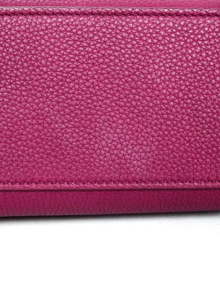 Celine Raspberry Drummed Leather Calfskin Nano Luggage Tote Crossbody ...