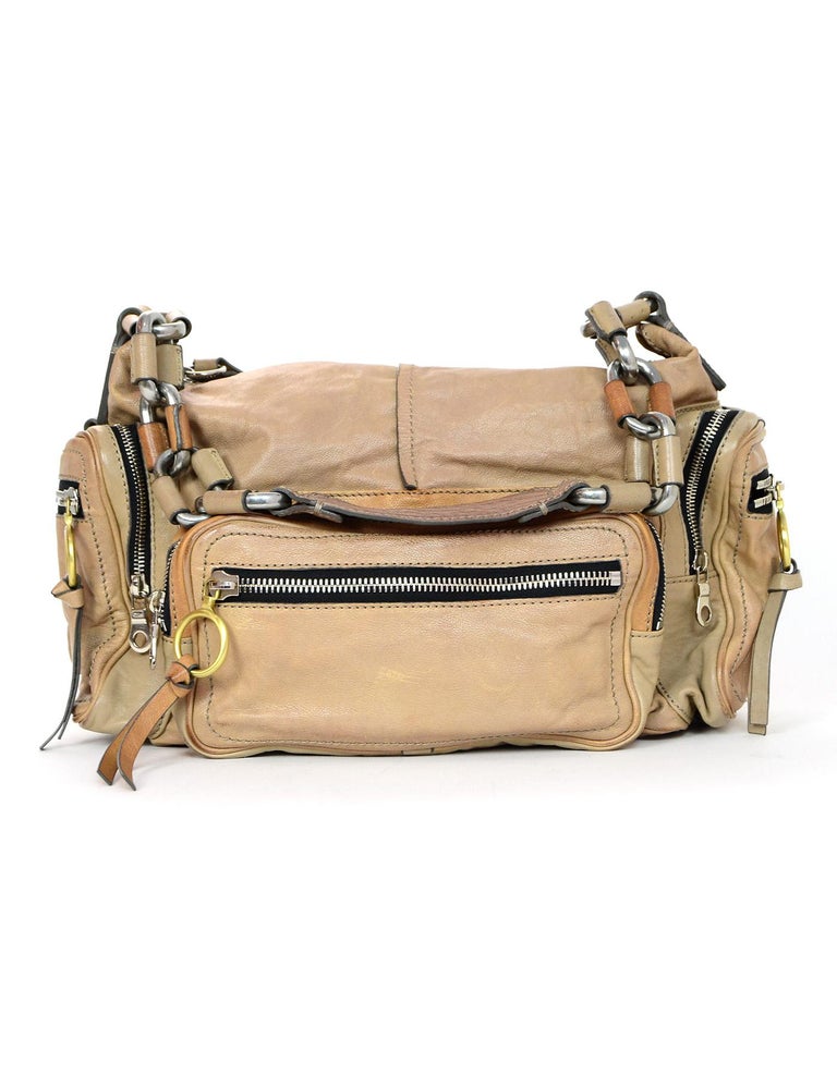Chloe Beige Leather Multi Pocket Zipper Shoulder Bag For Sale at ...