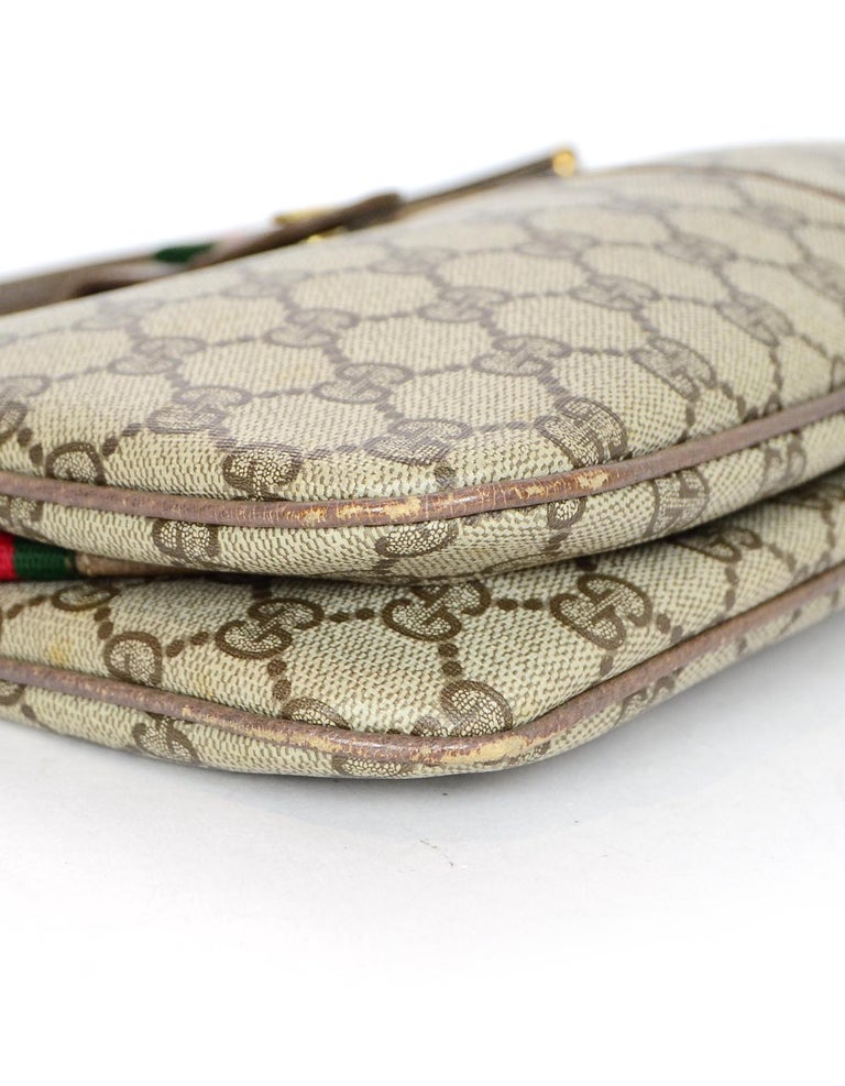 Gucci Vintage Monogram Tan Coated Canvas/ Brown Leather GG Supreme ...