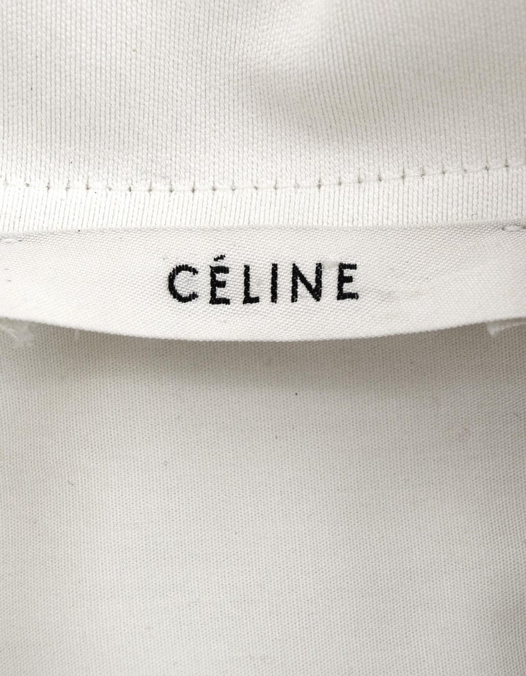 Celine Cream Longsleeve Tunic W/ V Cut Sz 34 For Sale at 1stDibs