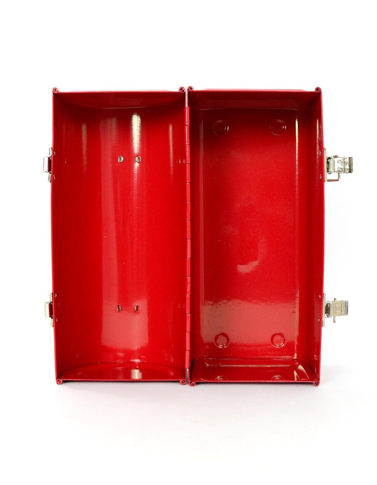 Supreme Collectible Red Metal Lunch Box Bag w/ White Logo For Sale at ...