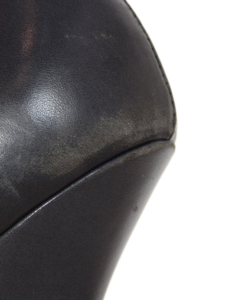 YSL Yves Saint Laurent Grey Leather Tribute Two Pumps W/ Patent Cap Toe ...