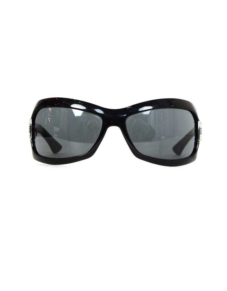 Gucci Black Sunglasses W/ Rhinestones On Arms and Case For Sale at 1stDibs