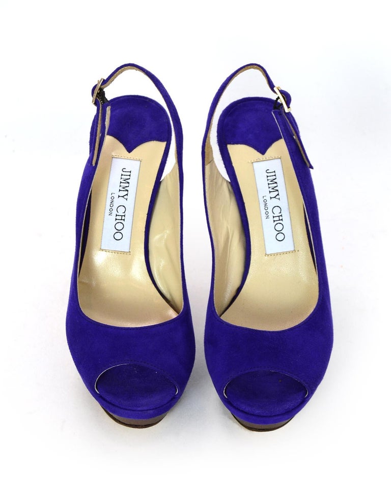 Jimmy Choo Purple Suede Open Toe Slingback Platform Shoes Sz 35.5 For ...
