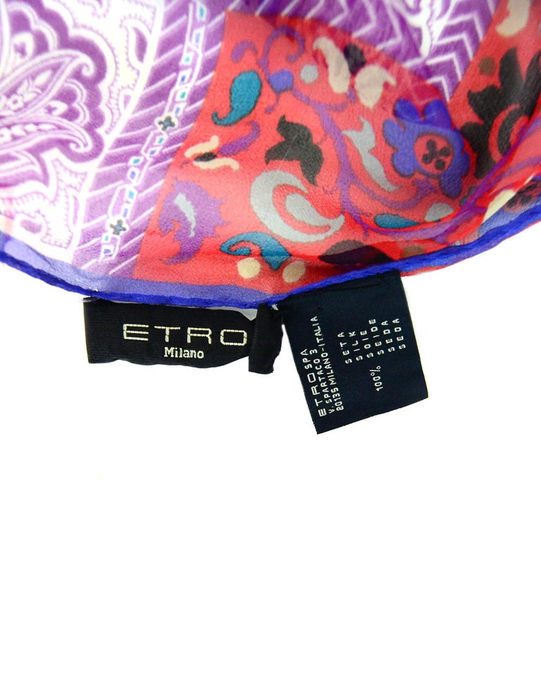 Etro Multi-Color Sheer Silk Paisley Print Scarf For Sale at 1stDibs