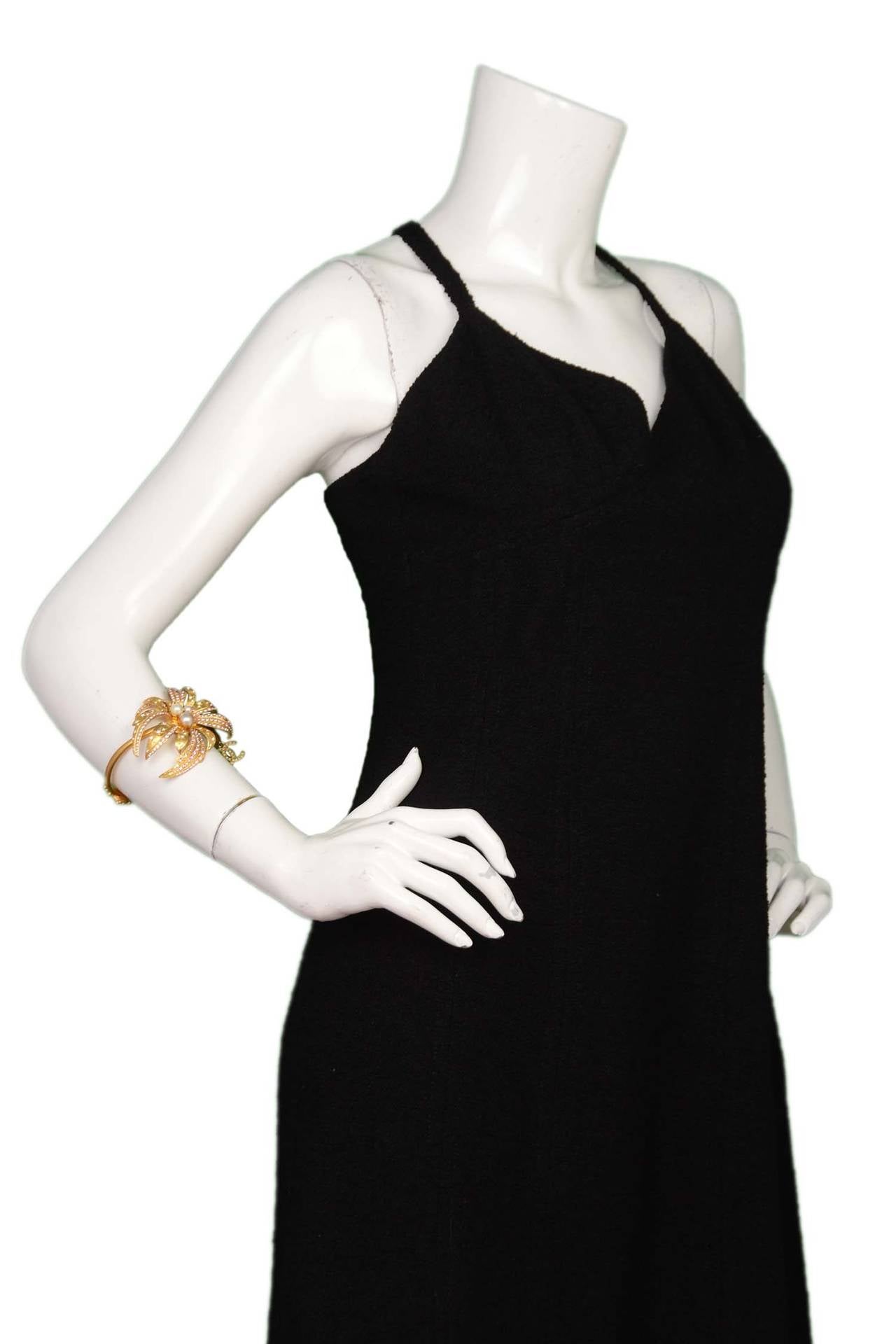 CHANEL 2002 Gold Bracelet w/Pink Rhinestone Flower and Pearls at 1stDibs