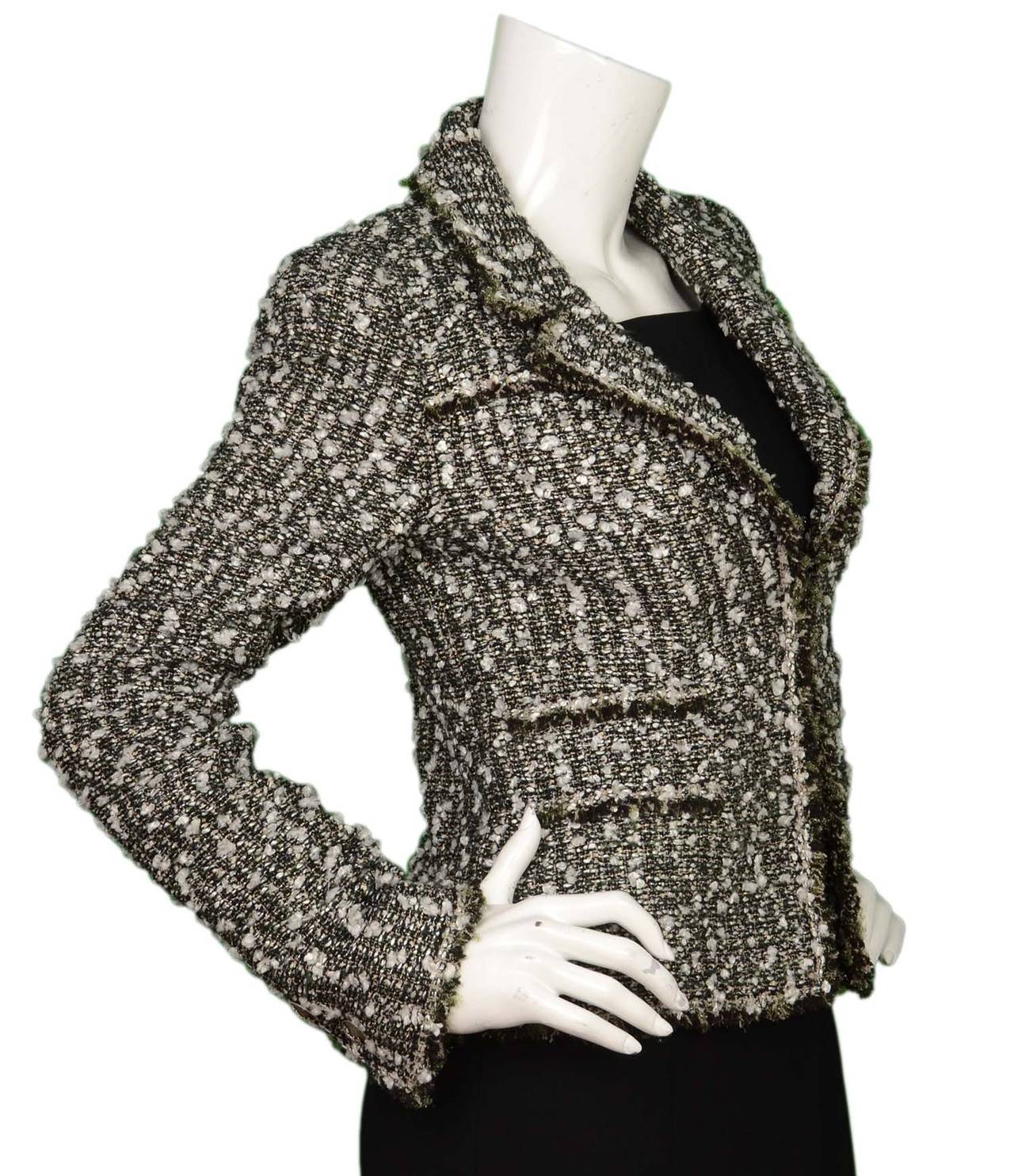 CHANEL 2004 Black/White/Green Tweed Jacket sz 36 at 1stDibs
