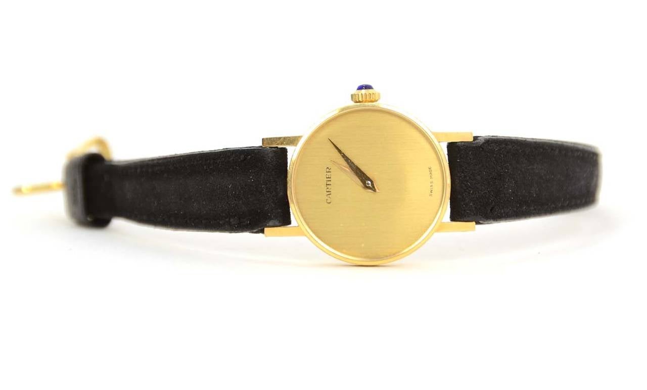 CARTIER Round 18k Gold Face Watch at 1stDibs