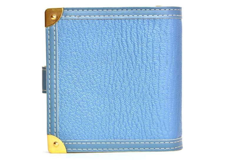 Louis Vuitton Blue Suhali Leather Compact Wallet Rt. $690 at 1stDibs