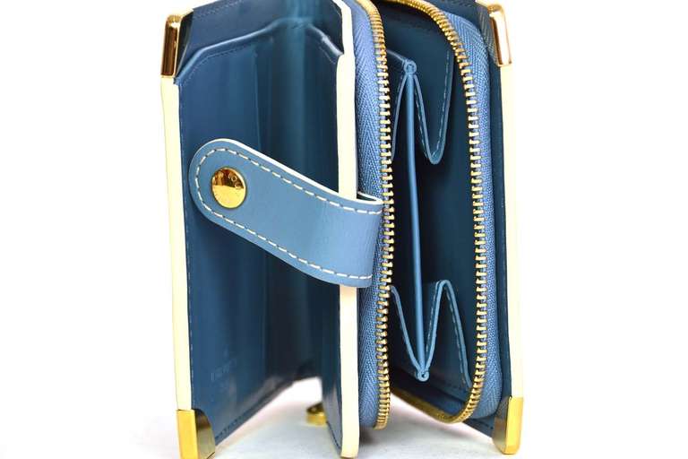 Louis Vuitton Blue Suhali Leather Compact Wallet Rt. $690 at 1stDibs
