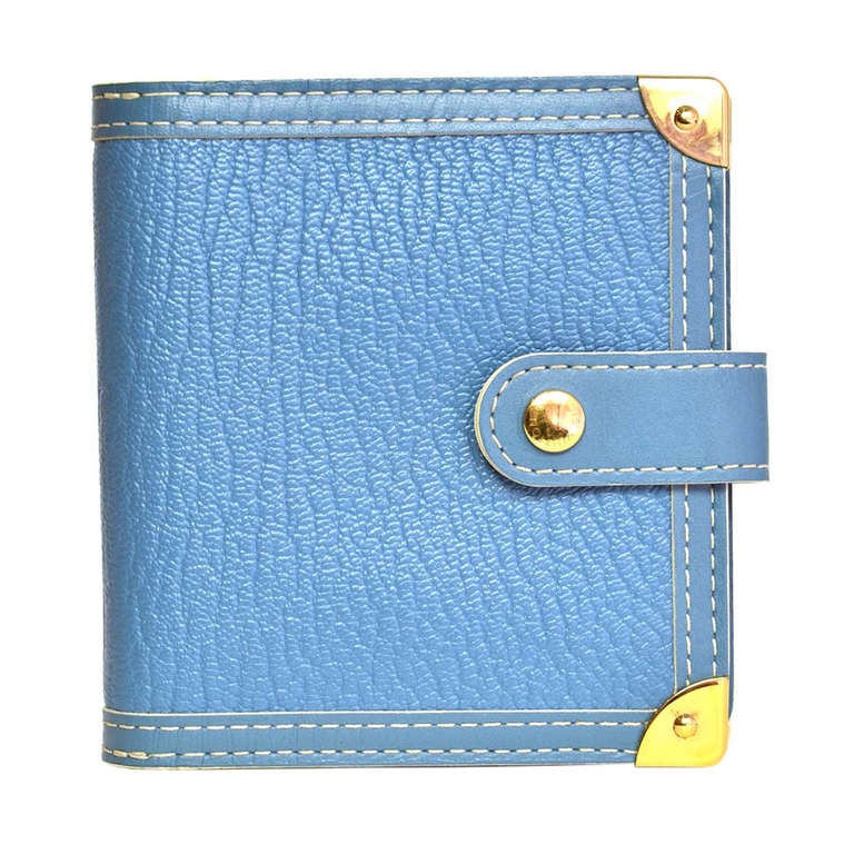 Louis Vuitton Blue Suhali Leather Compact Wallet Rt. $690 at 1stDibs