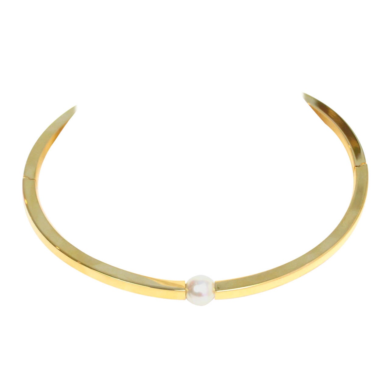 CHLOE Gold and Pearl Collar Choker Necklace rt. $790 at 1stDibs