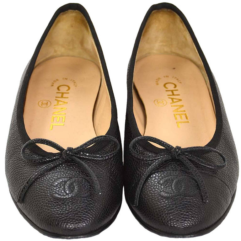 Chanel 2014 Black Caviar Leather Ballet Flat Shoes Sz 34 At 1stDibs Chanel 2014 Black Caviar Leather Ballet Flat Shoes Sz 34 At 1stDibs