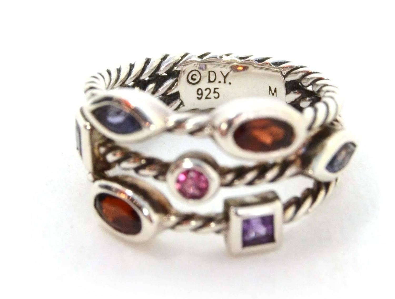 David Yurman Sterling and Multi-Colored Stone Confetti Ring sz 5 at 1stdibs