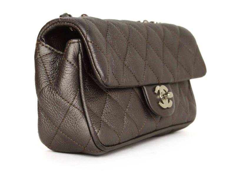 Chanel Pewter Quilted Rectangle Flap Bag SHW For Sale at 1stDibs