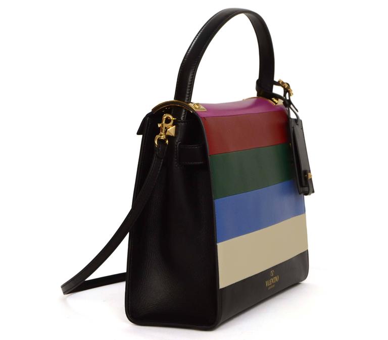 Valentino '15 Multi-Colored Stripe 'My Rockstud' Satchel Bag GHW rt ...