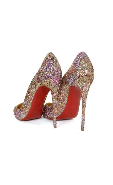 Christian Louboutin Rosette and Gold Glitter 'So Kate 120' Pumps sz 40 ...