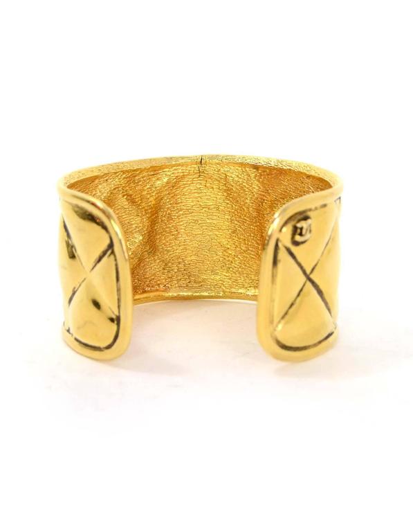 Chanel Vintage 70's Quilted Gold Cuff Bracelet at 1stDibs | chanel gold ...