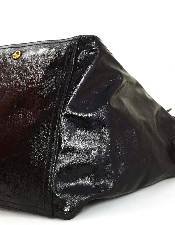 YSL Yves Saint Laurent Rive Gauche Large Black Patent Downtown Bag For ...