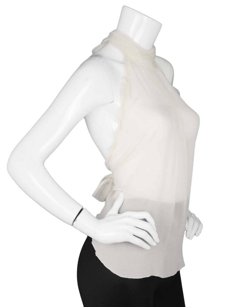 Chanel Sheer Ivory Silk Halter Top Sz 38 at 1stDibs