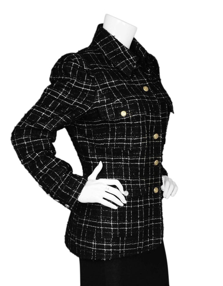 Chanel Black and White Tweed Jacket sz FR48 at 1stDibs | chanel black ...