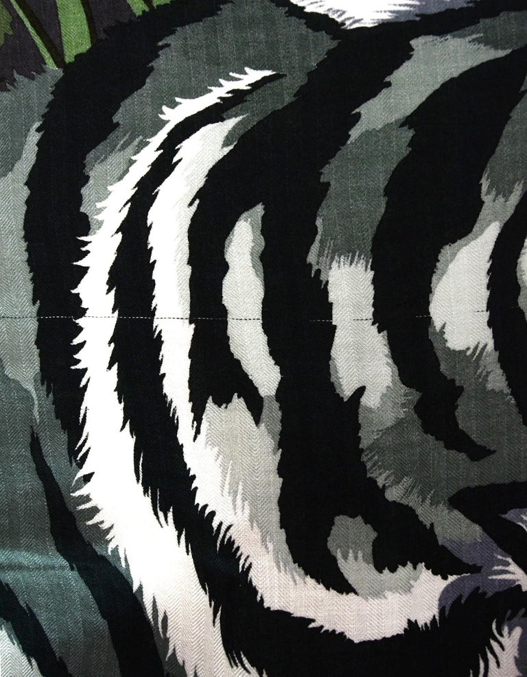 Hermes Green and Brown Tyger Tyger Tiger Cashmere and Silk 140cm Shawl ...