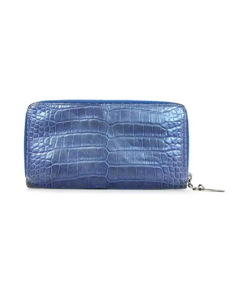 Chanel Blue Crocodile 2.55 Reissue Zip-Around Wallet with Mademoiselle ...