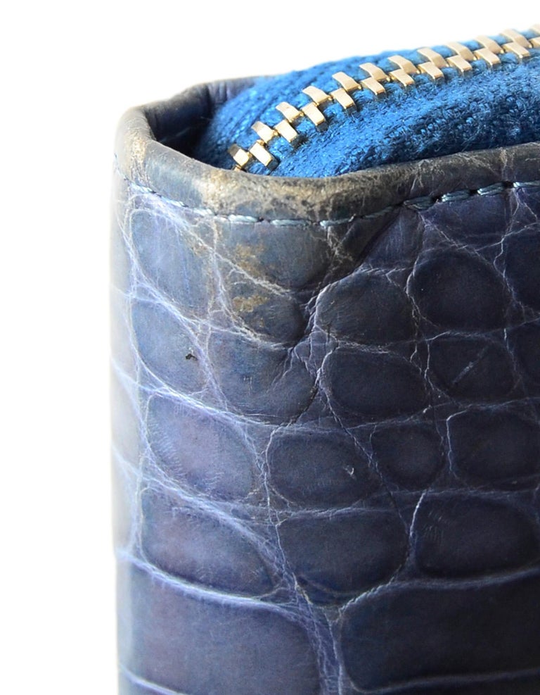 Chanel Blue Crocodile 2.55 Reissue Zip-Around Wallet with Mademoiselle ...