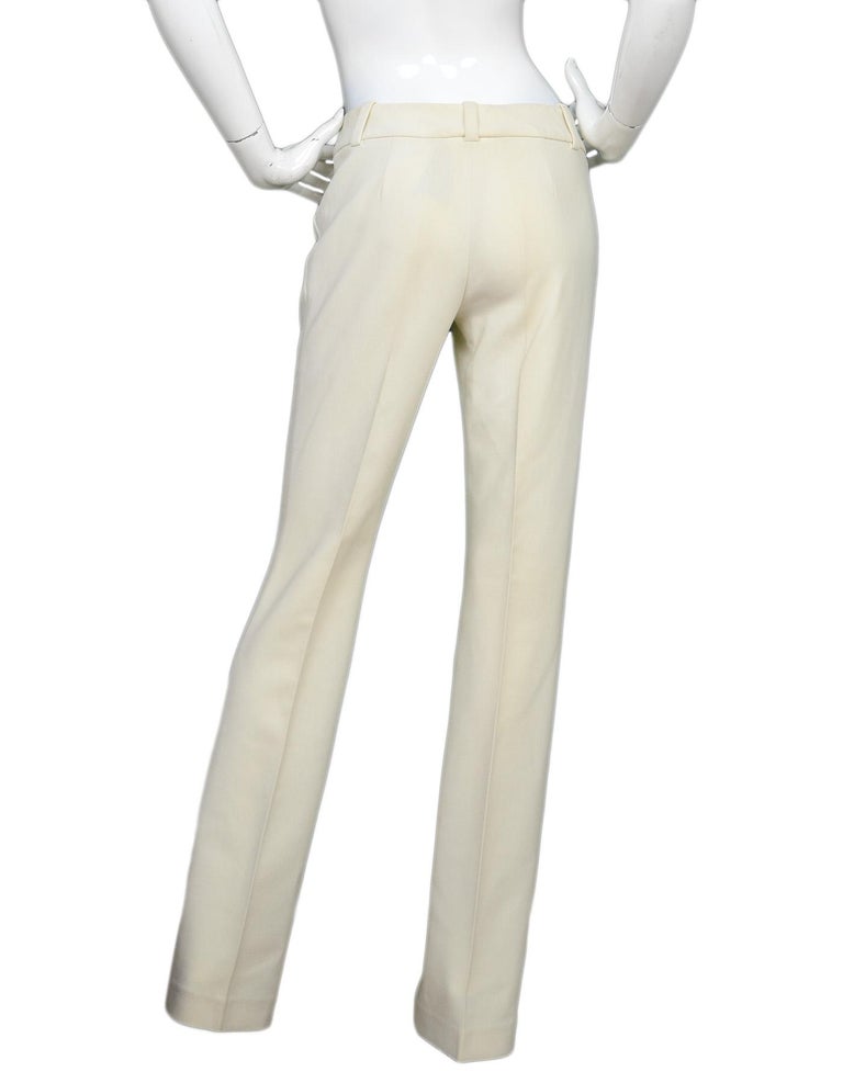 Celine Cream Straight Leg Slacks Pants Sz 36 For Sale at 1stDibs