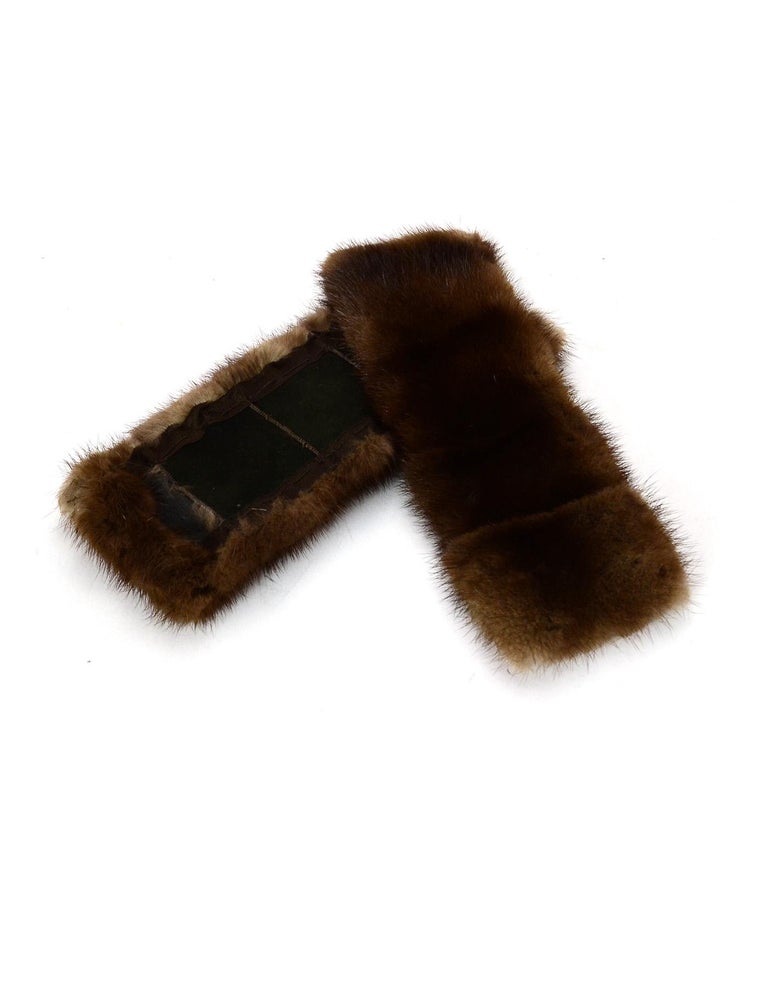 Yves Saint Laurent YSL Brown Mink Cuffs For Sale at 1stDibs