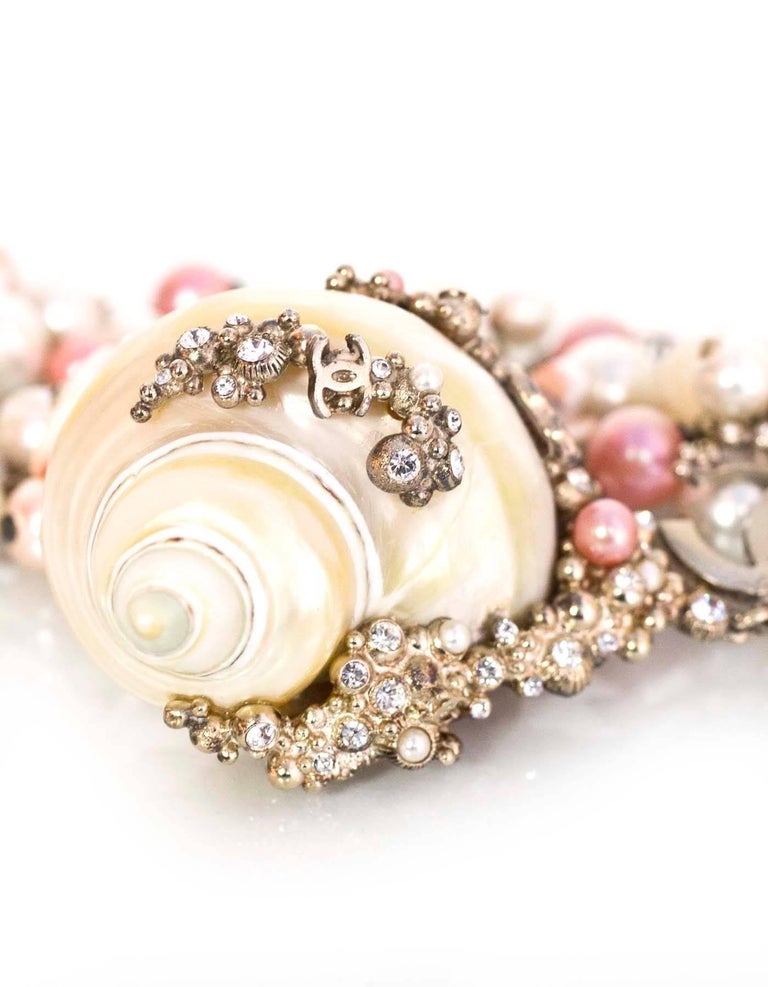 Chanel Pink and White MOP Shell Drop Necklace For Sale at 1stDibs ...
