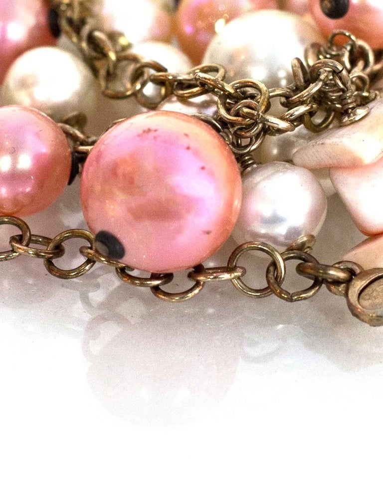 Chanel Pink and White MOP Shell Drop Necklace For Sale at 1stDibs ...