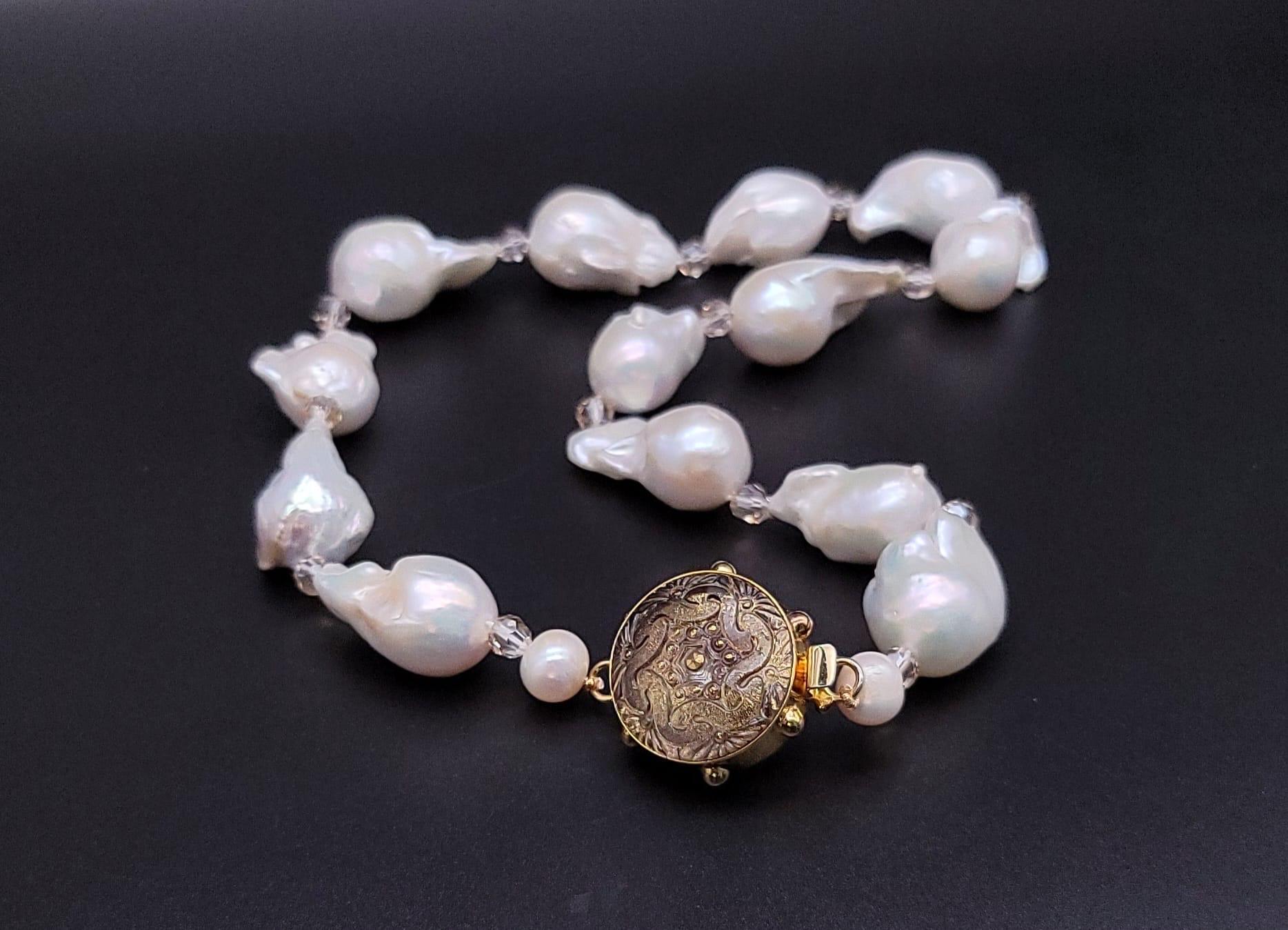 A.Jeschel Glamorous Single Strand Necklace of Large Baroque Pearls. For ...