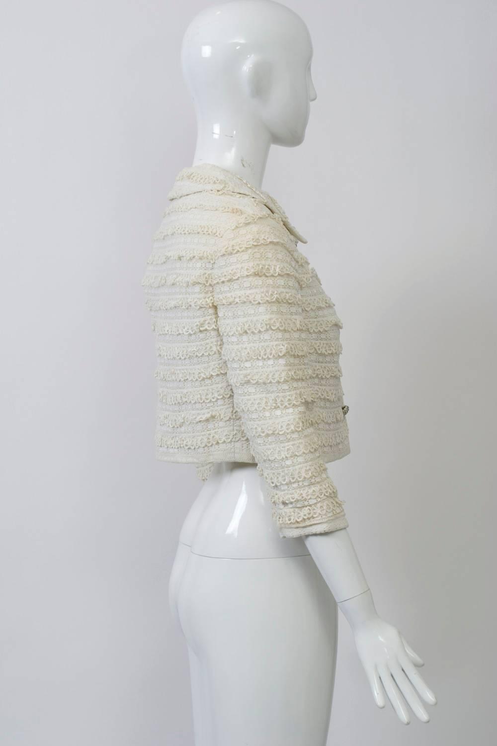 1960s White Lace Cropped Jacket For Sale at 1stdibs