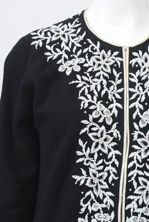 Black Cadigan with White Beading at 1stDibs