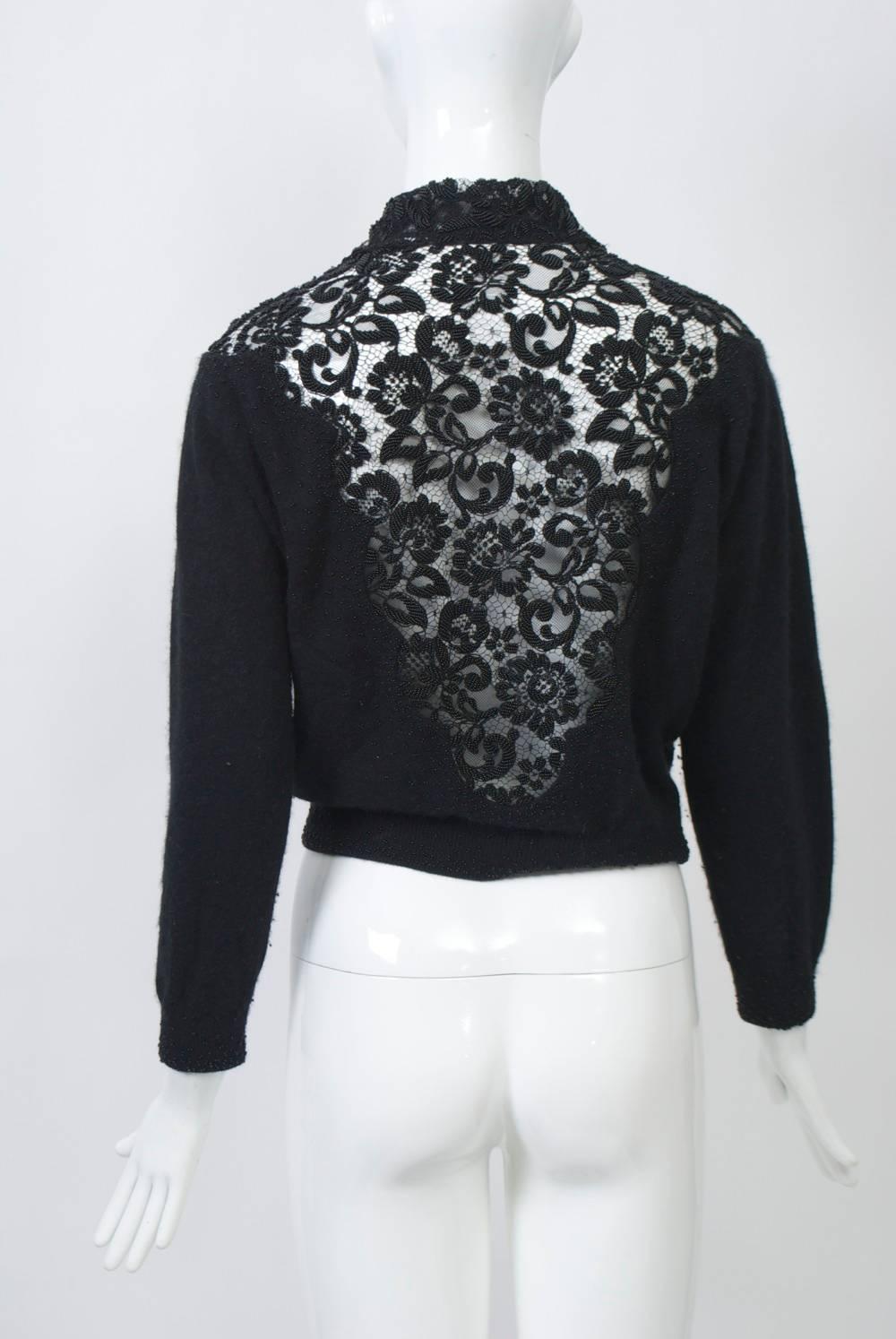 Black Cardigan with Lace at 1stDibs
