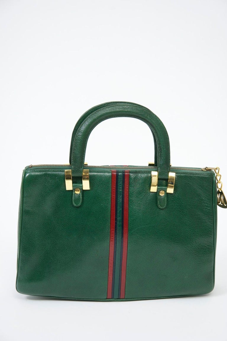 Morris Moskowitz Green Leather Handbag at 1stDibs | leather handbags ...