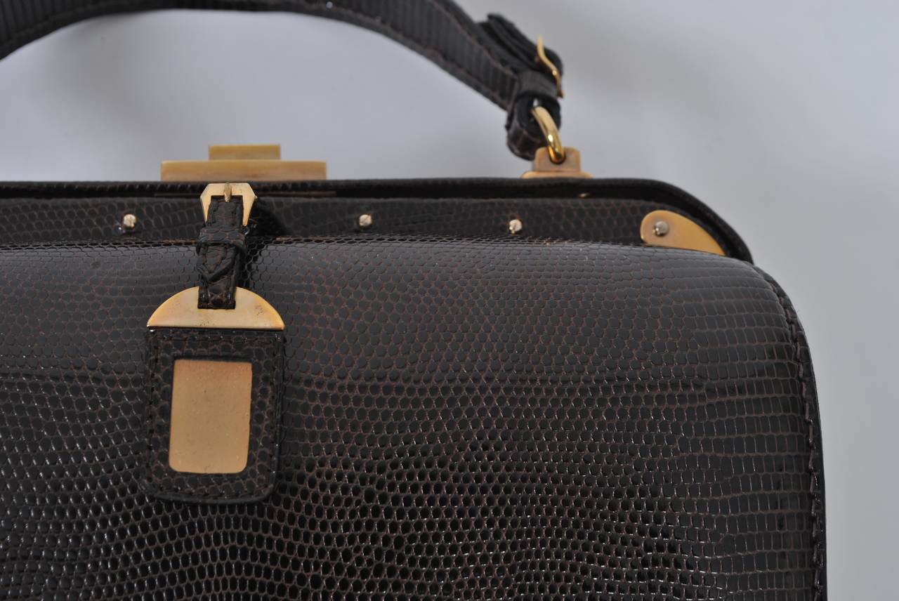 Lederer 1960s Brown Lizard Handbag at 1stDibs