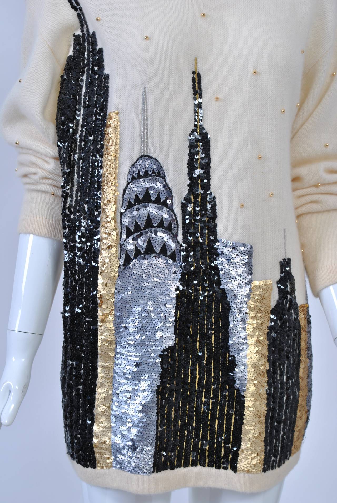NY Sequined Skyline Sweater at 1stDibs | sequined sweater, new york ...
